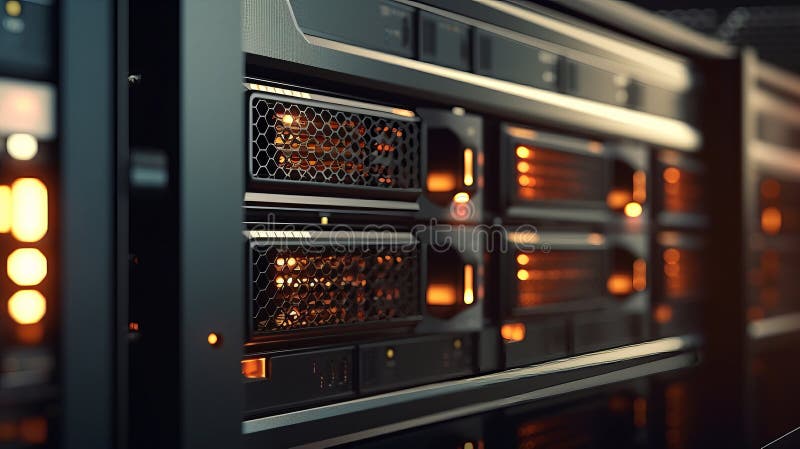 Server Close Up. Modern Datacenter. Generative AI. Stock Illustration ...