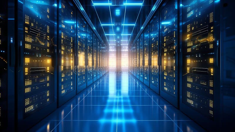 Server Close Up. Modern Datacenter. Generative AI. Stock Illustration ...