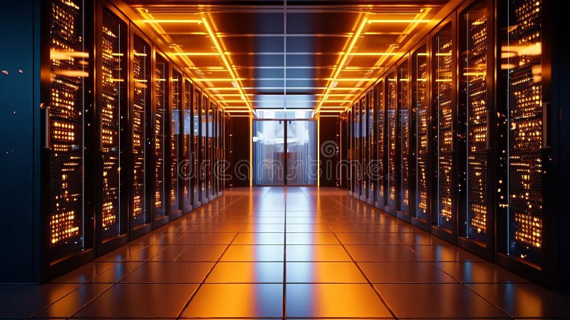 Server Close Up. Modern Datacenter. Generative AI. Stock Illustration ...