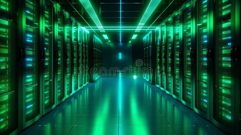 Server Close Up. Modern Datacenter. Generative AI. Stock Illustration ...