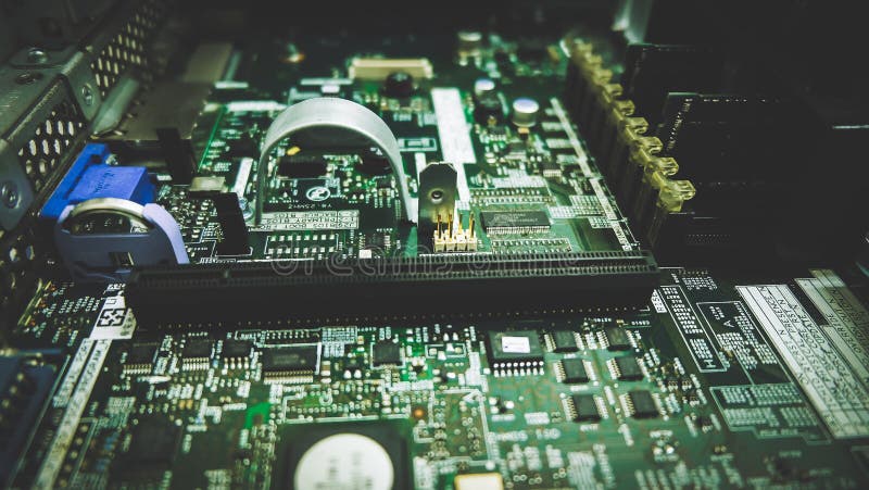 Inside Motherboard of Server, RAM Stock Image - Image of bays ...
