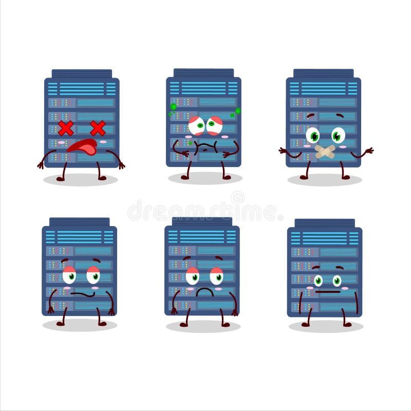 Server Cloud Cartoon Character with Sad Expression Stock Vector ...