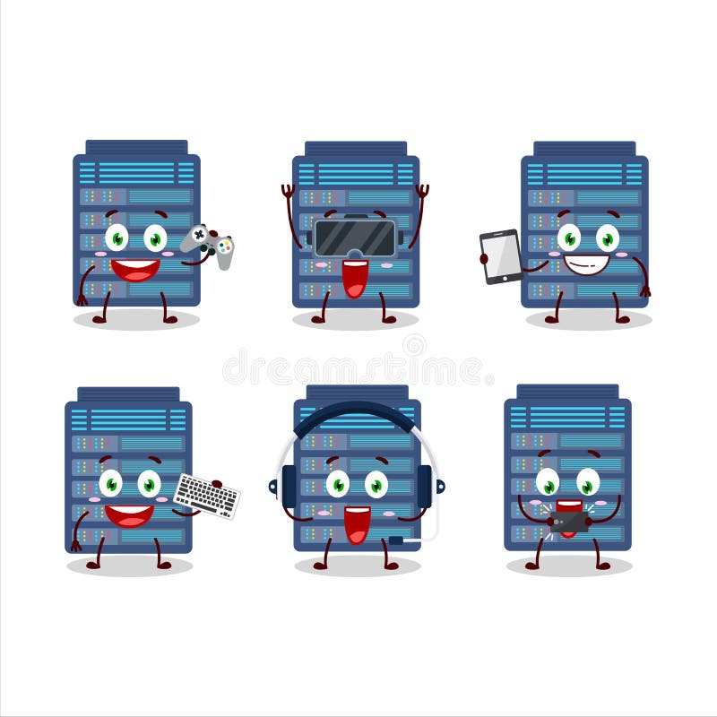 Server Cloud Cartoon Character are Playing Games with Various Cute ...
