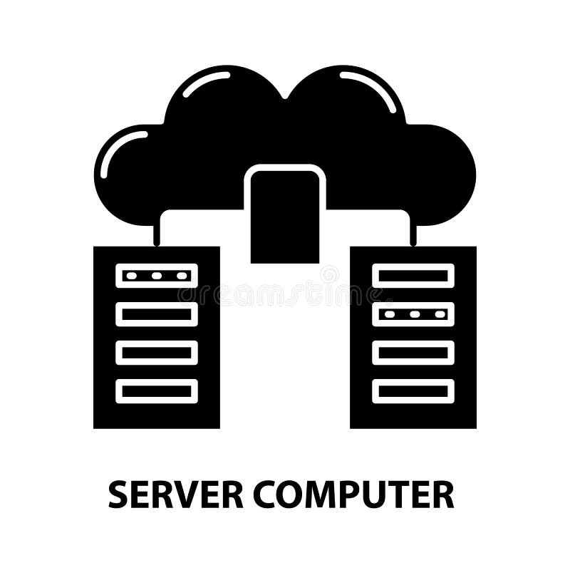 Server Computer Icon, Black Vector Sign with Editable Strokes, Concept ...