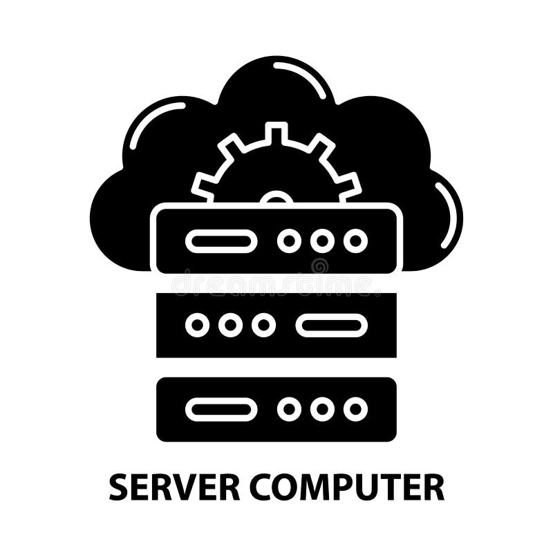 Server Computer Icon, Black Vector Sign with Editable Strokes, Concept ...