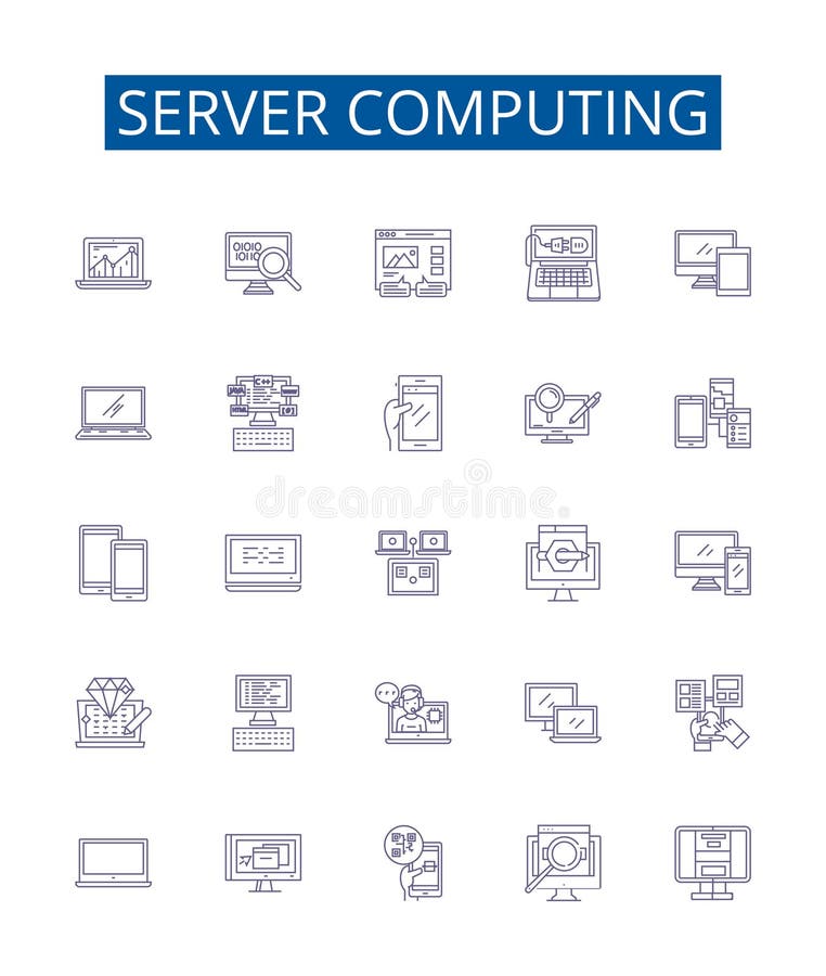 Server Computing Line Icons Signs Set. Design Collection of Server ...