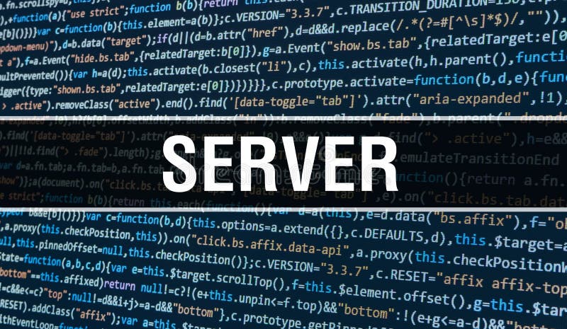 Server Concept With Random Parts Of Program Code Server With Programming Code Abstract