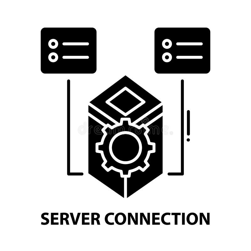 Server Connection Icon, Black Vector Sign with Editable Strokes ...