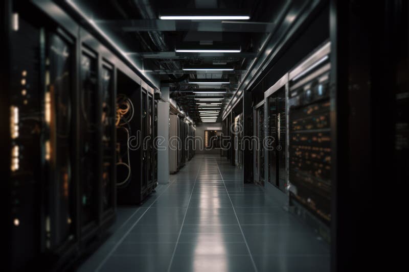 Server Corridor Room Generative Ai Stock Illustration - Illustration of ...
