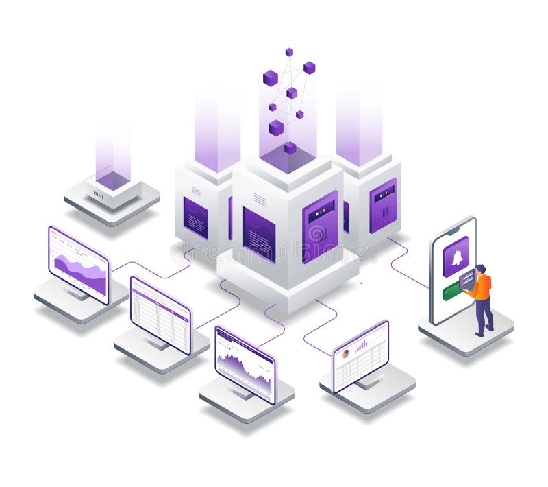Server Data Analyst and Hosting Stock Vector - Illustration of hardware, internet: 233124233
