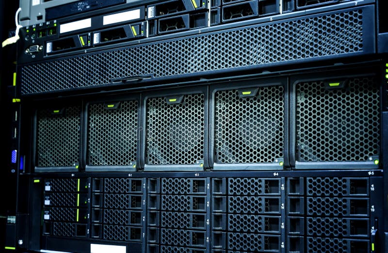 Servers Stack with Hard Drives in a Data Center Stock Image - Image of ...