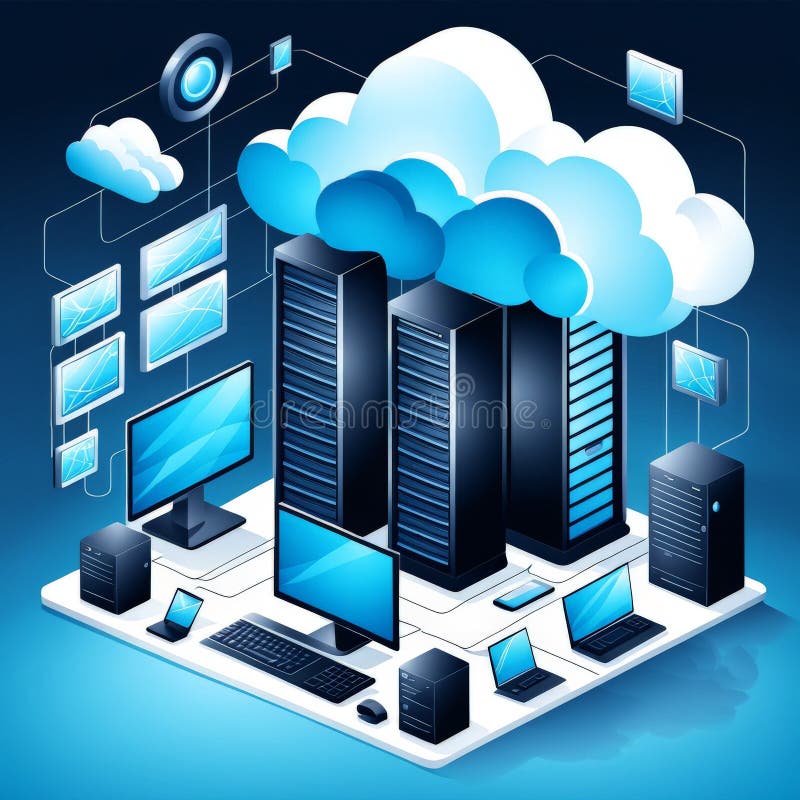 Server Data Center Computer Storage Internet Cloud Computing Hosting Center 3d Image Stock