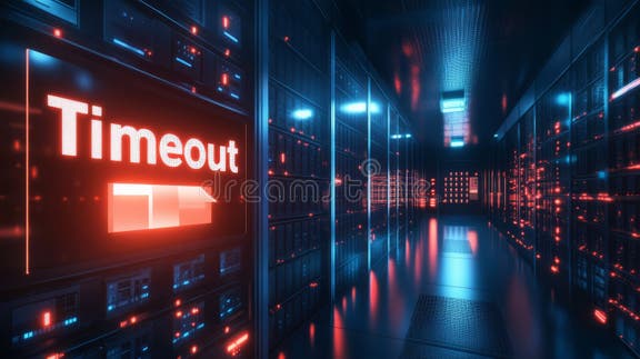 A Server in a Data Center Displays a Prominent Timeout Message with a ...