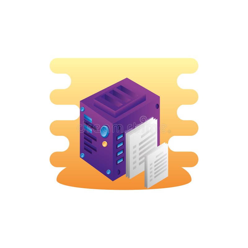 Server Data Center with Documents Files Stock Illustration ...