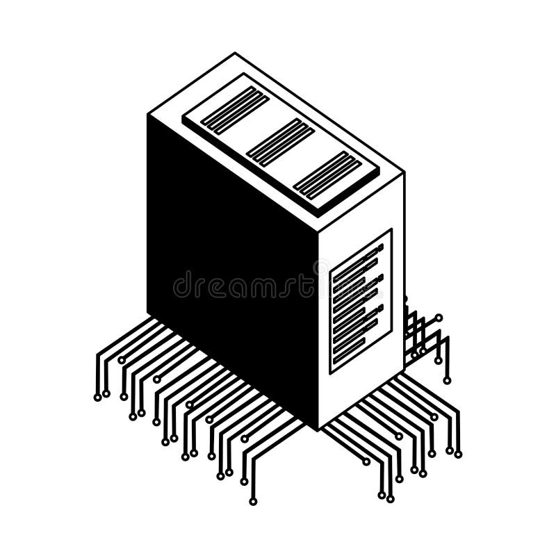 Server Data Center with Electronic Circuit Isometric Icon Stock ...