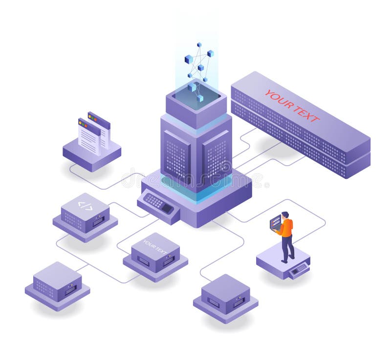 Server Data Center of Multiple Platforms Stock Vector - Illustration of ...