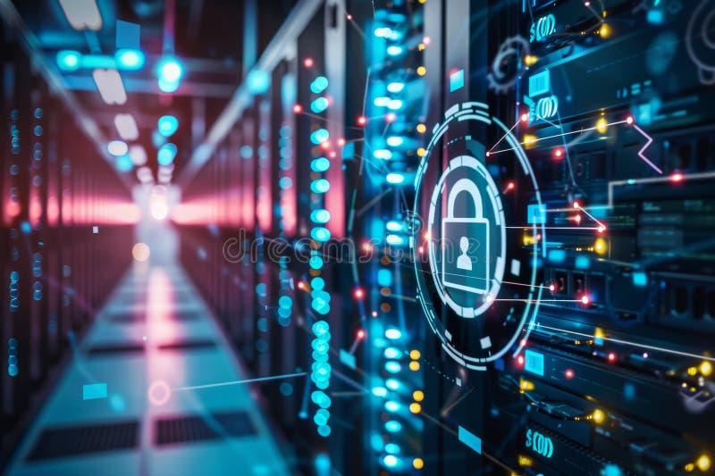 A Server in a Data Center is Protected by a Padlock for Enhanced ...