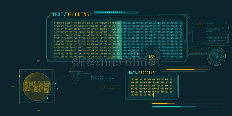 Server Data Processing Interface With Text Decoding Stock Vector Illustration Of Machine