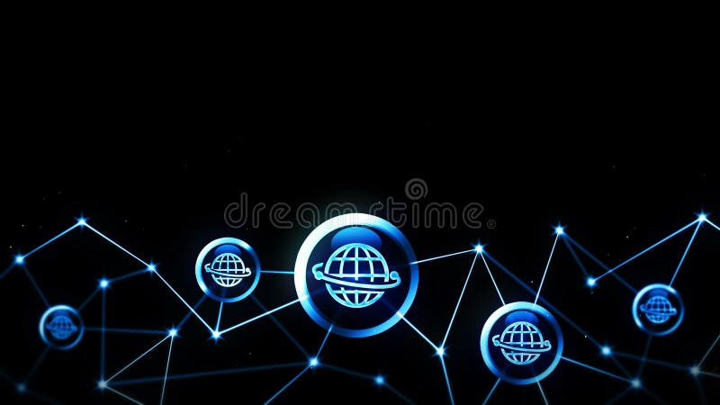 Server Data Space with Earth Icons Floating. Internet Connection ...