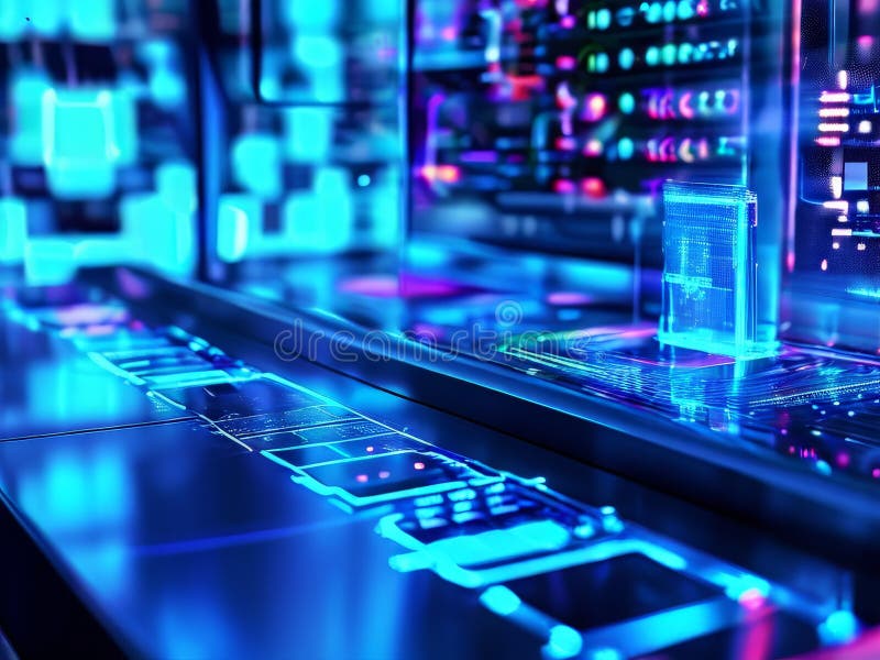 Server Data Technology Concept, 3D Illustration, Room with Rack ...