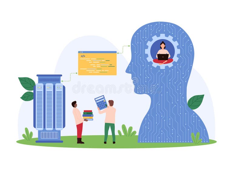 Server and Database Management, Tiny People Develop Software Code with ...