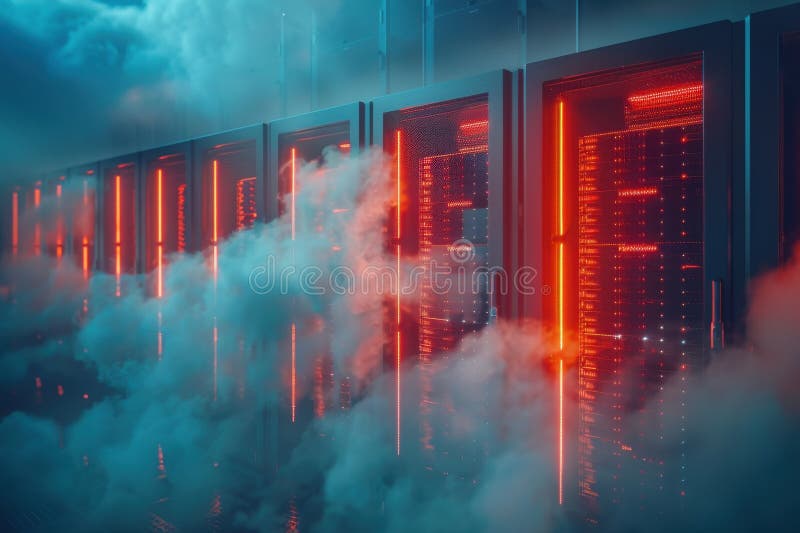 Server in Datacenter. Hallway of Cloud Computing Data Storage Stock Photo - Image of engineer ...