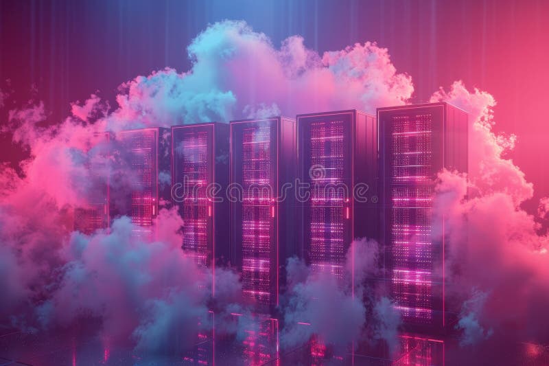 Server in Datacenter. Hallway of Cloud Computing Data Storage Stock Photo - Image of database ...