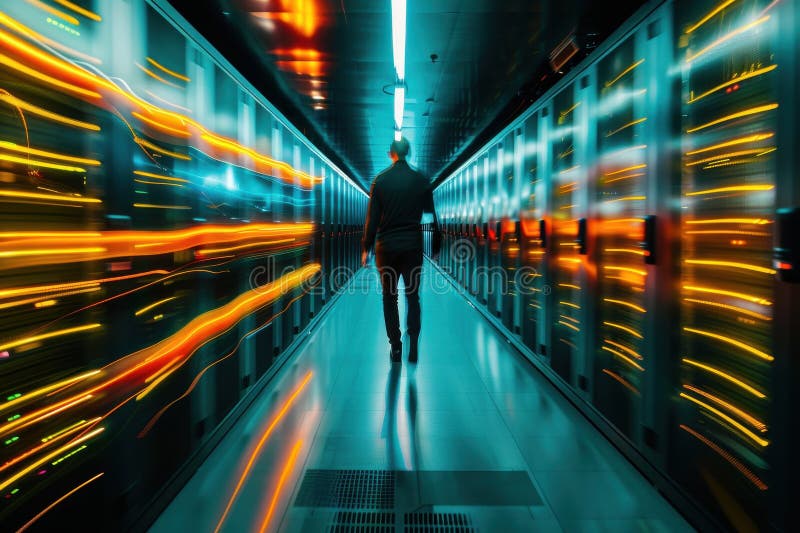 Server in Datacenter. Hallway of Cloud Computing Data Storage Stock Photo - Image of datum ...