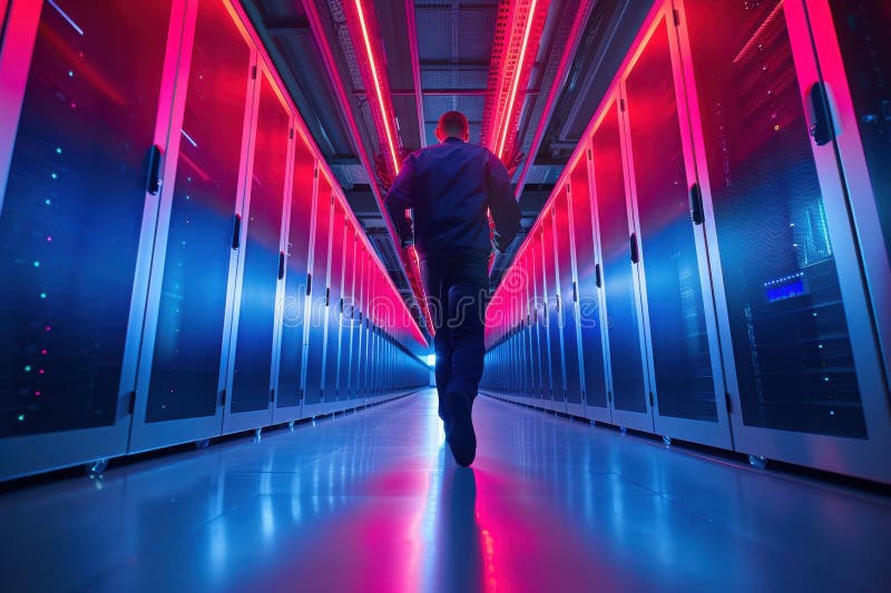 Server in Datacenter. Hallway of Cloud Computing Data Storage Stock Photo - Image of digital ...