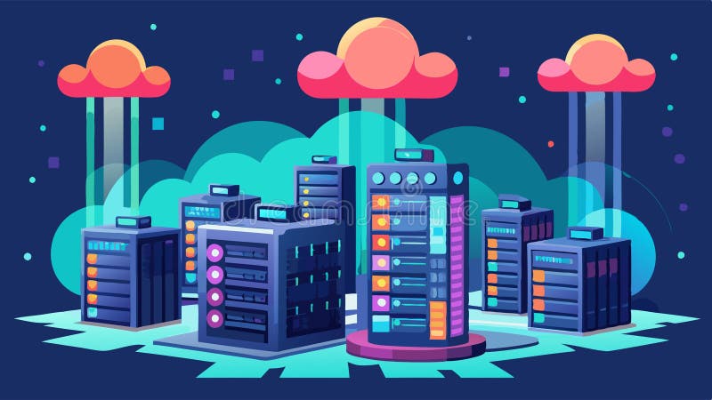 Server Datacenter and Supercomputers. Concept of Big Data Storage Network and Cloud Computing ...