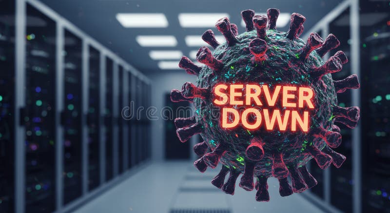 Server Downtime Virus a Viruslike Symbolizes Server Outage in a Data ...