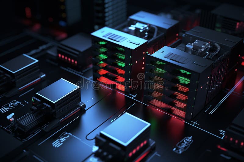 Server Equipment for Massive Data Storage. Generative AI Stock Image ...