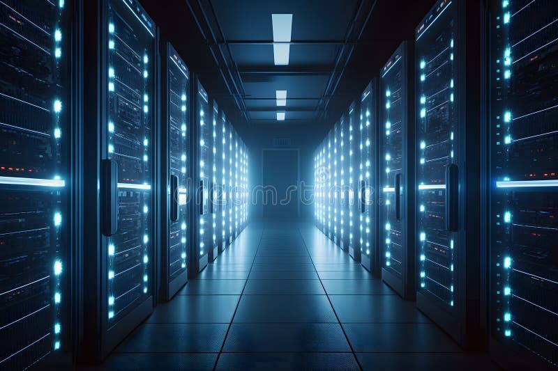 Server Equipment in a Modern Large Data Center Stock Illustration ...