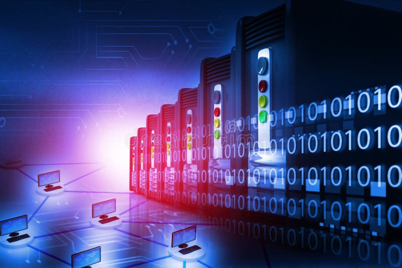Server Farm with Computer Network Stock Illustration - Illustration of ...