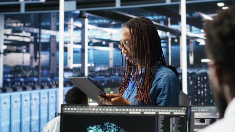 Server Farm Engineering Team Using AI Algorithms and Node Tree Systems Stock Footage - Video of ...