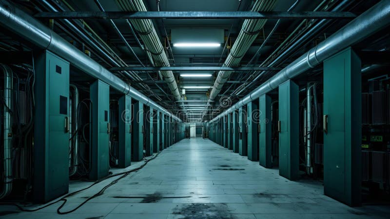Abandoned Industrial Server Farm Renovation Photography Concept Stock ...