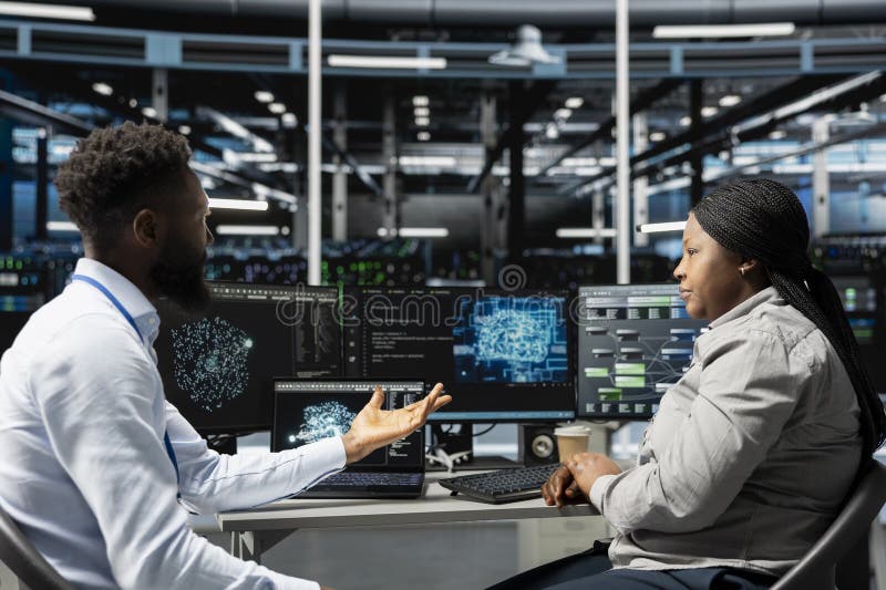 Server Farm Teamworking Colleagues Using AI Algorithms Stock Image - Image of predict ...