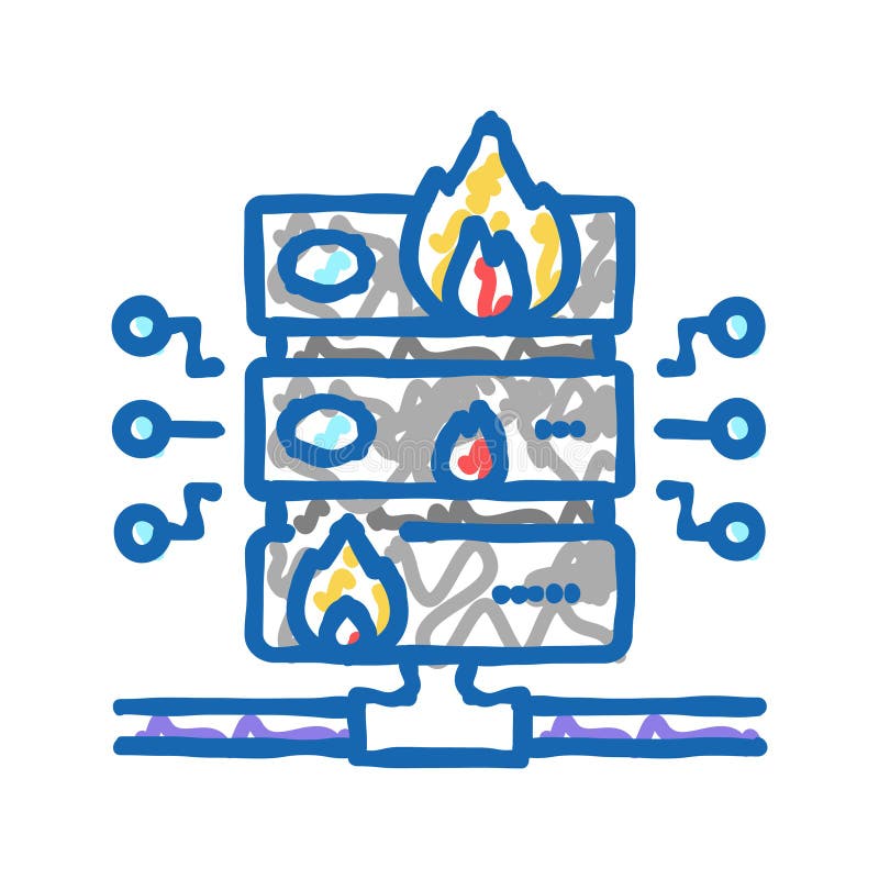 Server Fire Security System Icon Doodle Illustration Stock Vector ...