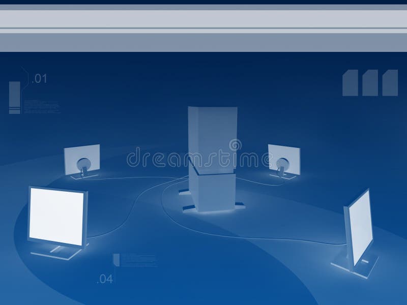 Server and 4 monitors stock illustration. Illustration of terminal - 352525