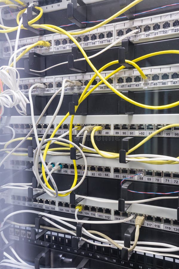 Server Front Side Showing Wiring and Swiching. Stock Photo - Image of ...