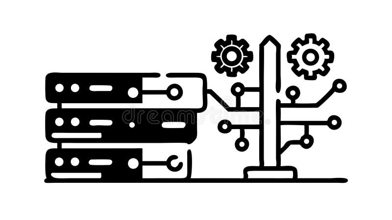 Server with Gears, Mechanical Intelligence, Vector Design Generative AI ...