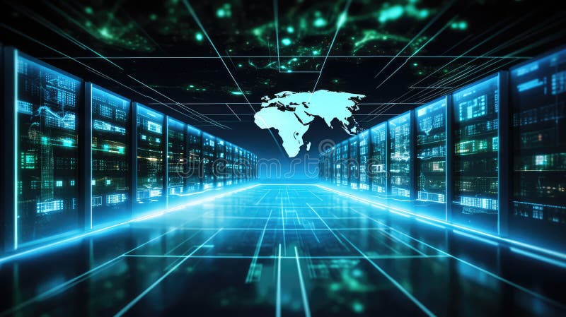 Server global data center stock illustration. Illustration of analytics ...