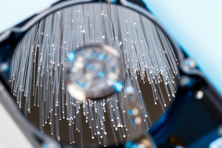 Server Hard Disks, Illuminated Optical Fiber with Blurred Lights Stock ...