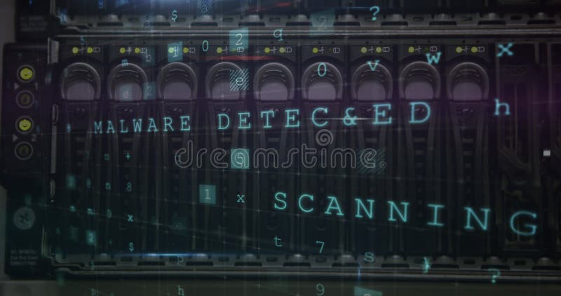 A Server Hardware Showing MALWARE DETECTED and SCANNING Stock Photo ...