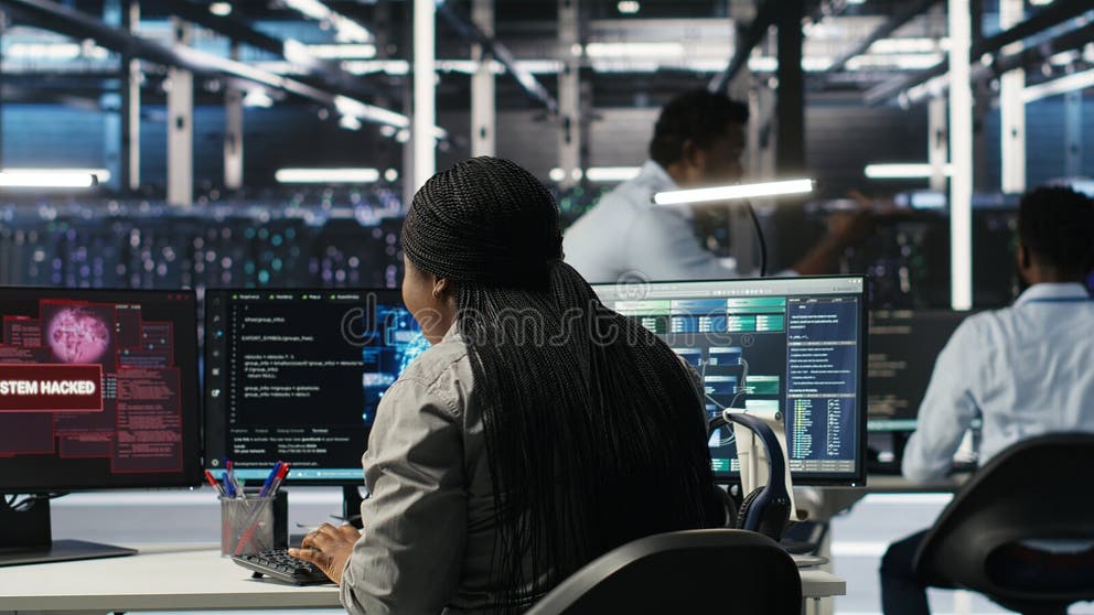 Server Hub Coworkers React To Security Breach after Unauthorized Access Stock Photo - Image of ...