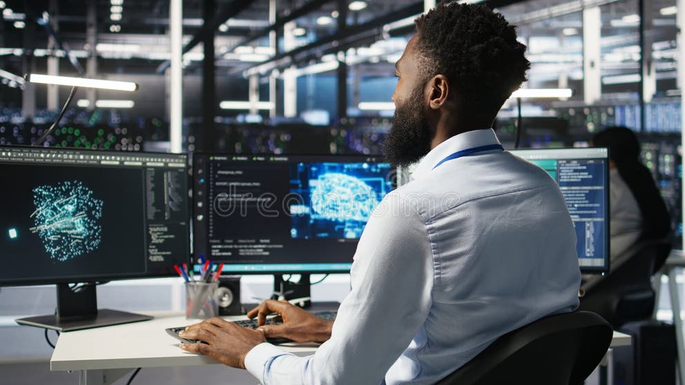 Server Hub Engineering Team Interprets AI Generated Data Analytics Graphs Stock Image - Image of ...