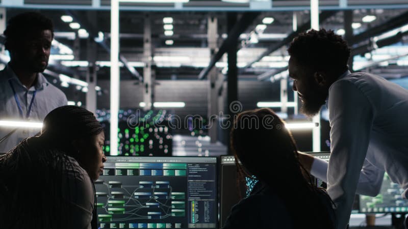 Server Hub Engineering Team Working Together, Using Node Tree Software Stock Footage - Video of ...