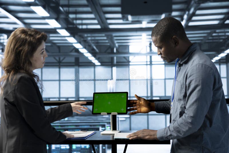 Server Hub it Professionals Talking, Using Chroma Key Device Stock Photo - Image of settings ...