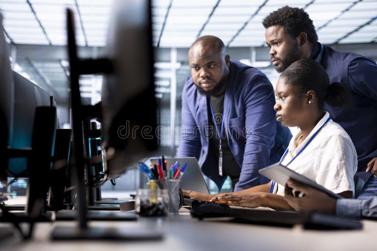 Server Hub it Staff Members Debugging and Optimizing Code Stock Image ...