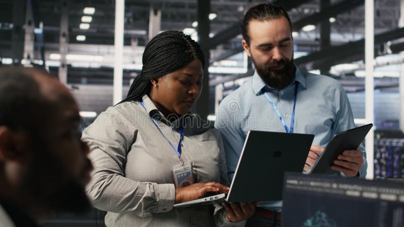 Server Hub Supervisor Overseeing Computer Scientists Improving Neural Network Stock Footage ...